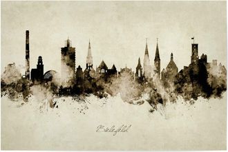 artboxONE Poster 90x60 cm St&auml;dte Bielefeld Germany Skyline Sepia - Bild Bielefeld City Cityscape