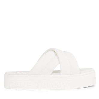 Tommy Jeans Pantoletten Tommy Jeans Tjw Lettering Flatform Sandal EN0EN02465 Écru
