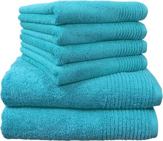 Dyckhoff Handtuchset Brillant, 2 Badetücher / Duschtücher 70 x 140 cm und 4 Handtücher 50 x 100 cm, 6-teilig, türkis