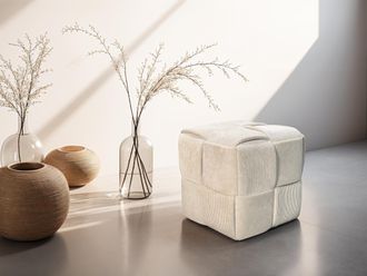 Byliving Pouf URBAN/Cord beige/Bodenkissen/Hocker/Sitzhocker/B 40, H 40, T 40 cm