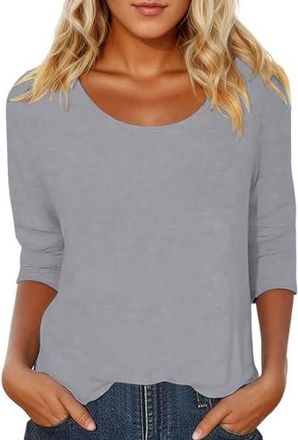 Generic T-shirt Femme Basique D&eacute;contract&eacute; Col V Manches Courtes T-shirt Confortable V&ecirc;tements Quotidiens T-shirt Doux Respirant pour le Printemps, L&eacute;t&eacute; et lAu