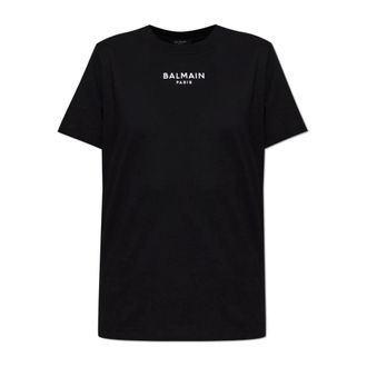Balmain Femme, Tops, Noir, Taille: 40 FR T-shirt avec logo brod&eacute;