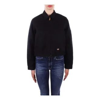 Dickies Femme, Vestes, Noir, Taille: 40 FR Manteau Noir &agrave; Logo Frontal &agrave; Fermeture &Eacute;clair