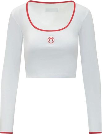 Marine Serre Femme, Tops, Blanc, Taille: 40 FR T-Shirt &agrave; Manches Longues