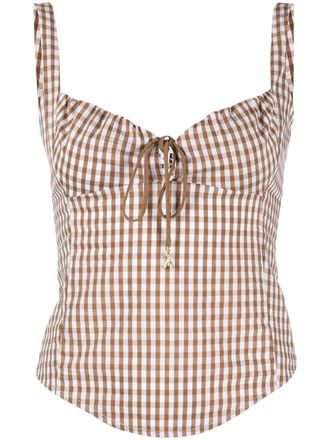 Patrizia Pepe haut bustier &agrave; carreaux vichy - Blanc