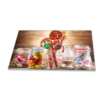 Decorwelt | Herdabdeckplatten 90x52 cm 1-Teilig S&uuml;&szlig;igkeiten Bunt Ceranfeldabdeckung Universal Spritzschutz Glas Elektroherd Induktion f&uuml;r Kochplatten Herdschutz