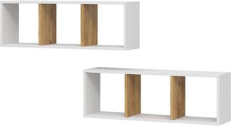 Vicco Wandregal Tomy, Weiß/Goldkraft Eiche, 90 x 30 cm 2er Set