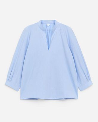 Arket Baumwollbluse Mit V-Ausschnitt -Blau