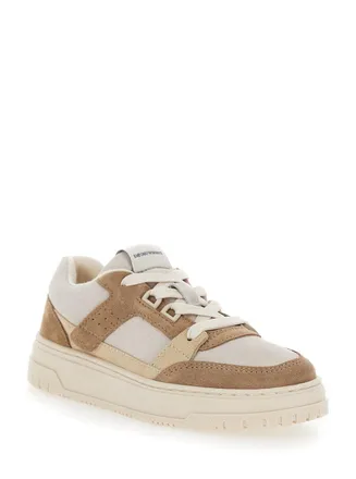 Emporio Armani Boys Sneakers Suede Beige Cow Leather Trainers