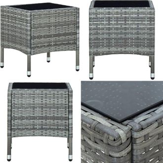 vidaXL Vidaxl - Gartentisch Grau 40x40x45 cm Poly Rattan - Gartentisch - Esstisch Im Freien - Terrassenm&ouml;bel - PE-Rattan M&ouml;bel - Gartenset - Home & Living
