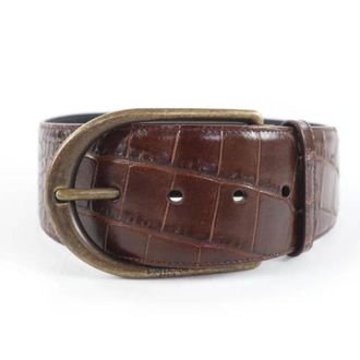 Saint Laurent Ceinture en cuir pr&eacute;-owned &agrave; motif croco - Homme - Pre-owned - Brun - Taille: ONE Size