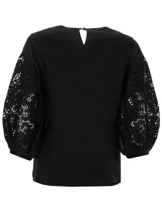 Max Mara Lace Sleeves T-Shirt - Black