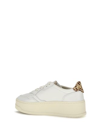 Autry Womens Platform Leather Sneakers Medalist White-Leopard Trainers