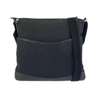 Gucci Pre-owned Black GG Canvas Leather Shoulder Bag - - Pre-owned - Damen - Schwarzk - ONE SIZE