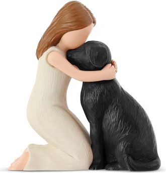 Carracci Statuettes Love My Black Dog - Ange de chien noir - Cadeau de souvenir pour maman de chien - Figurines sculptées peintes à la main pour les amoureux d
