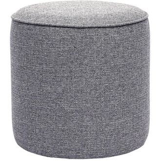 Miliboo Runder Pouf in hellgrauem Stoff D40 cm PAUL