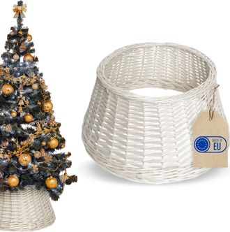 Creative Home Weihnachtsbaum Rock Weide | Kragen Korb &Oslash; 52cm x H 27cm | Wei&szlig; Christbaumdecke Christbaumst&auml;nder Abdeckung Tannenbaum Umrandung f&uuml;r Weihnachtsbaumst&auml;n