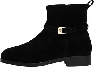 Tommy Hilfiger Bottines Femme Buckle Riding Suede en Daim, Noir (Black), 40