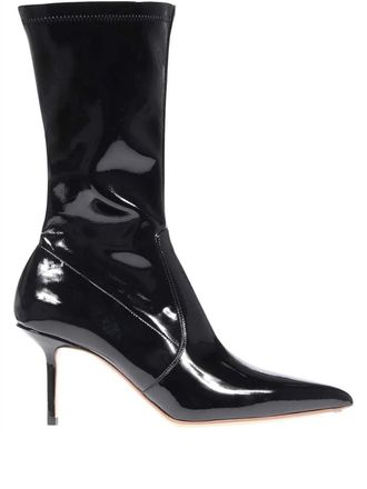 Francesco Russo bottines en cuir verni 70 mm - Noir