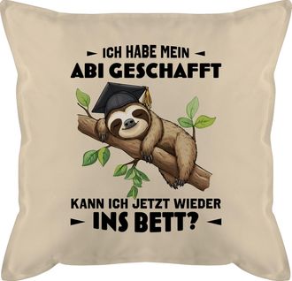 Shirtracer Kissen 50x50 - Ich habe mein Abi geschafft Faultier I Abi Geschenk Ideen Abitur 2025 Geschenke zum Abitur Abschluss Geschenke - 50 x 50 cm - Beige Nat