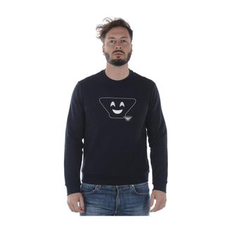 Emporio Armani Double-Jersey Sweatshirt mit Micro-Logo-Patch - - Sweatshirts & Hoodies - Herren - Blau - M