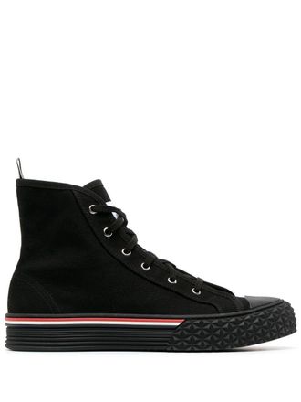 Thom Browne baskets montantes &agrave; rayures RWB - Noir