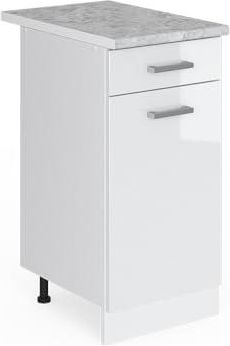 Vicco Meuble Bas Universel R-Line, Blanc Haute Brillance/Blanc, 40 cm avec tiroir, avec Plan de Travail