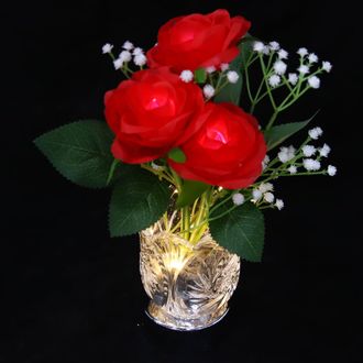 Lurrose LED Rosenblume Nachtlicht im Glasvase Design Warme LED Beleuchtung Romantische Tischlampe f&uuml;r Schlafzimmer Wohnzimmer M&auml;dchenzimmer und Festliche Deko