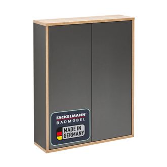 Fackelmann Doppel-Hängeschrank Finn/Badschrank mit Push-to-Open/Maße (B x H x T): ca. 60 x 75 x 20,5 cm/Schrank fürs Bad mit 2 Türen/Korpus: Schwarz/Front: Schwa