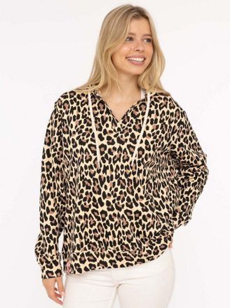 Zwillingsherz Hoodie Leo AOP Leo-Design, V-Ausschnitt, Kapuze