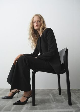 Mango Chaussures &agrave; talon en cuir verni avec brides &agrave; boucle noir - Femme - 39 - MANGO