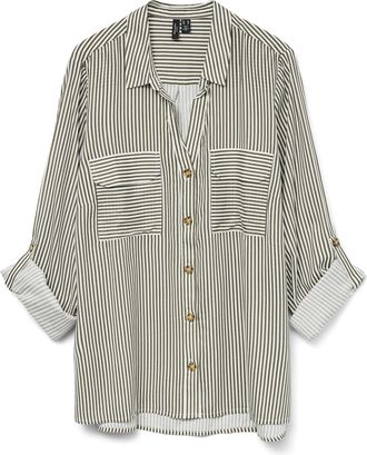 Vero Moda Curve Damen Vmbumpy L/S Shirt New Curve Noos Bluse, Snow White, 54 Gro&szlig;e Gr&ouml;&szlig;en EU