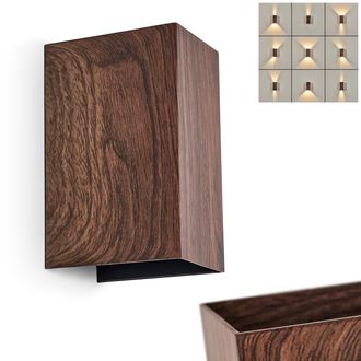 HOFSTEIN LED Au&szlig;enwandleuchte Woods, Au&szlig;enwandlampe aus Metall/Kunststoff in Schwarz/Holzoptik, Leuchte im modernen Design f&uuml;r Garten/Au&szlig;enfassade//Terrasse, I