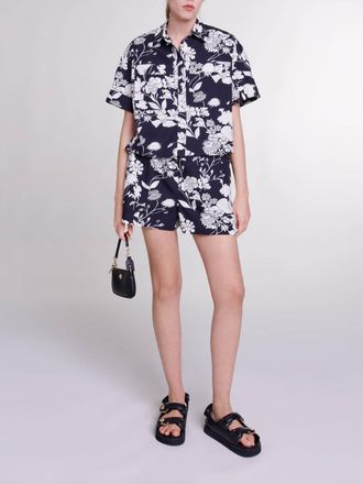 Maje Kurzes Hemd Mit Druckmuster - Imprime Floral Ecru Noir - Gr&ouml;&szlig;e 38 - Maje