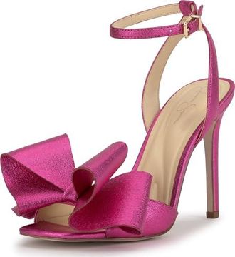 Jessica Simpson Sangle de cheville en satin avec noeud olivine pour femme, Fuchsia vif, 36 EU