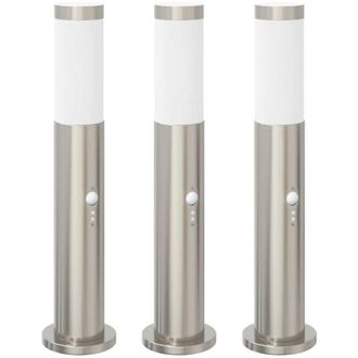 vidaXL Pollerleuchten mit Sensor 3er 50 cm Edelstahl IP44 vidaXL