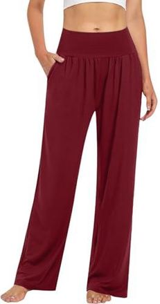 Generic Pantalon de jogging d&eacute;contract&eacute; et ample pour femme avec jambes larges, pantalon de yoga confortable, pantalon de sport taille haute avec leggings pai