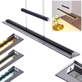 HOFSTEIN LED H&auml;ngeleuchte Junsele, h&ouml;henverstellbare H&auml;ngelampe aus Metall in schwarz und Glas, H&ouml;he max. 152 cm, 12 Watt, 1200 Lumen, 3000-6500 Kelvin, stufen