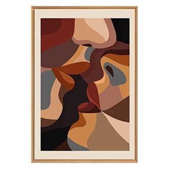 Ceanothe Tableau mural encadr&eacute; visages 65x97 cm - Tableau Mural D&eacute;coratif - Image Encadr&eacute;e Imprim&eacute;e en HD - Impression 65x97 cm sur Fibres de Bois FSC - Finiti