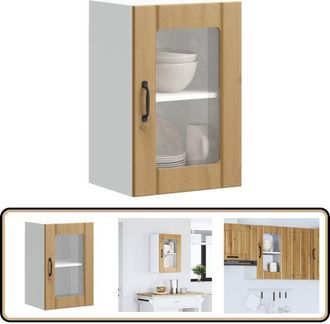 vidaXL Küchen-Hängeschrank mit Glastür Lucca Artisan-Eiche - Vidaxl