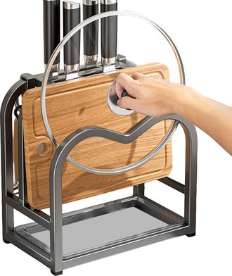 Generic T&ouml;pfe Deckel Lagerregal | Platzsparendes Lagerregal Aus Hohl Kohlenstoffstahl F&uuml;r K&uuml;chenutensilien,K&uuml;che Arbeitsplatte Gl&auml;ser Deckel Halter,F&uuml;r Dormit