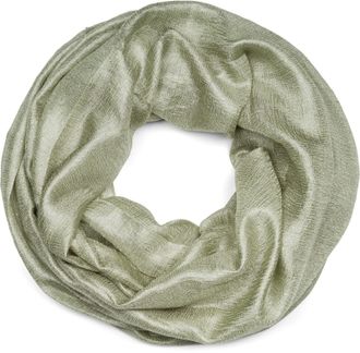 styleBREAKER Damen Loop Schal leicht und seidig mit Glitzer in Unifarben, Schlauchschal, Tuch 01016214, Farbe:Jadegrün