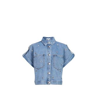 Suncoo Chemise Lord cropped &agrave; manches courtes en coton