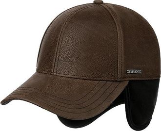 Stetson Casquette avec Oreillettes Cowhide Femme/Homme - en Cuir de Baseball Visiere, Oreillettes, Doublure Hiver Automne-Hiver - S (54-55 cm) Marron