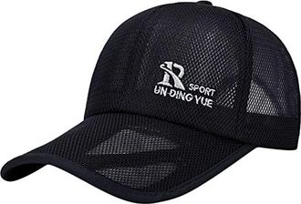 Generic Casquette de baseball brodée en maille respirante avec visière élastique pour homme, bleu marine, Taille unique