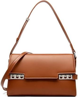 Generic Sac &agrave; bandouli&egrave;re pour femme - Sac &agrave; main Hobo en cuir v&eacute;g&eacute;talien avec poign&eacute;e sur le dessus - Sac &agrave; bandouli&egrave;re pour le travail et les voyages, Marro