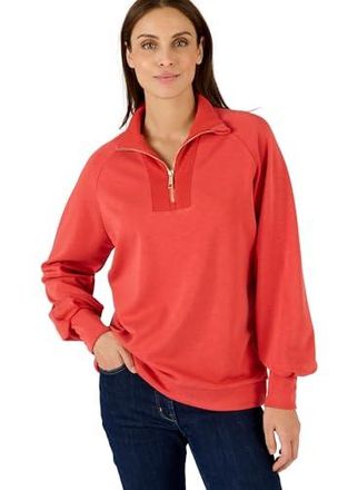 Damart Sweat-Shirt en Molleton Col Camionneur Zipp&eacute;, Femme, Col Montant, Rouge, 46/48
