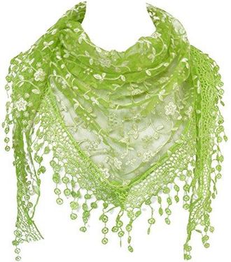 GFM &Eacute;charpe d&eacute;t&eacute; triangulaire avec dentelle et pompons (TRI-C), S