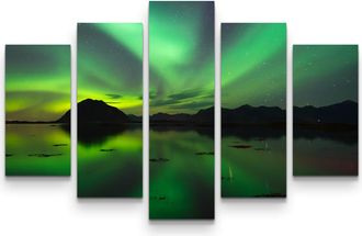 Paul Sinus Art Nordlichter - Grüntöne358 teiliges Wandbild auf Leinwand (Gesamtmaß: 150x100cm)