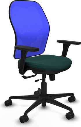 Piqueras y Crespo Verstellbarer Schreibtischstuhl mit 3D-Armen, h&ouml;henverstellbare Lendenwirbelst&uuml;tze, ausgestattet mit Syncro/Traslack und Schaumstoff, Blau/Flaschengr&uuml;